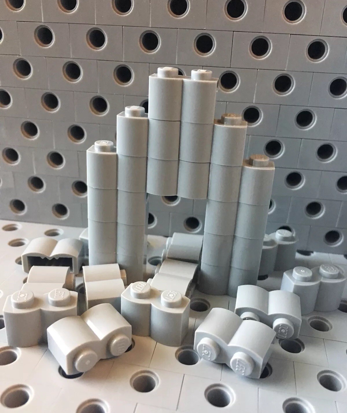 Lego 1x2 Light Gray Palisade Bricks Blocks 1 X 2 Wall Castle New Lot Of ...