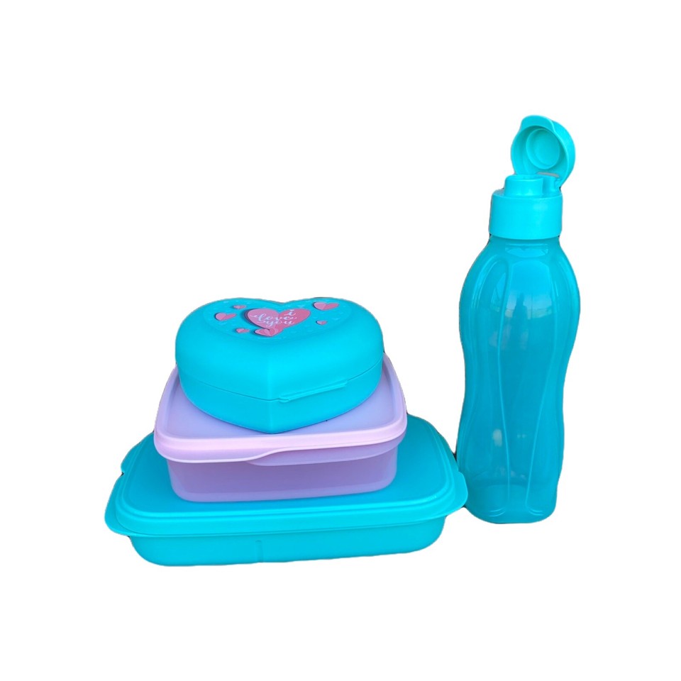 Tupperware Heart Keeper, Lunch-It, Slim Lunch Eco Water Set of 4 Blue ...