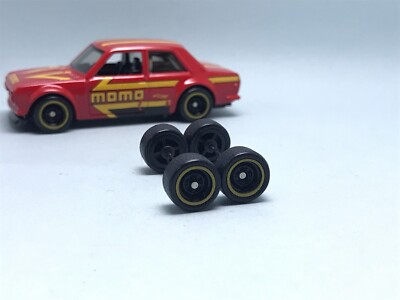 R341 Hotwheels 1/64 Real Riders# Steelie Black goldline 10mm ,Long ...