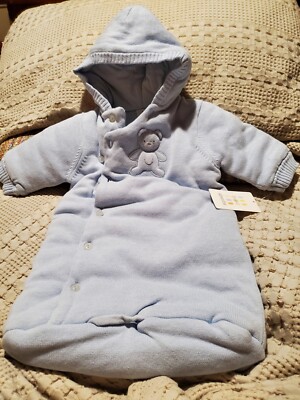 ABSORBA Blue Baby Boys Winter One Size Pram Bunting (newborn) NWT $65 ...