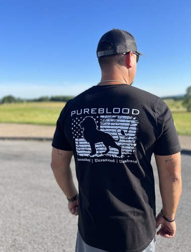 “PUREBLOOD” UnVaxxed Freedom USA Flag Custom Black T-Shirt - Choose ...
