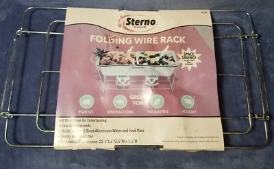 Sterno Reusable Folding Wire Rack Pop-Up Chafer Rack Store Flat Sturdy ...