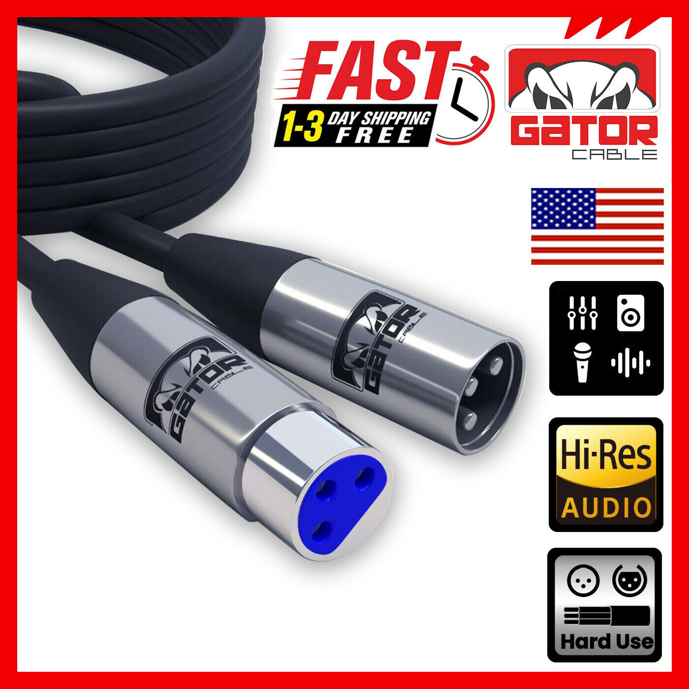 XLR Microphone MIC 3-Pin Male to Female Cable Cord Connector Extension ...