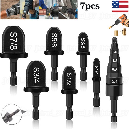 7pc Swaging Tool Drill Bit Set Air Conditioner Copper Pipe Flaring Tube ...