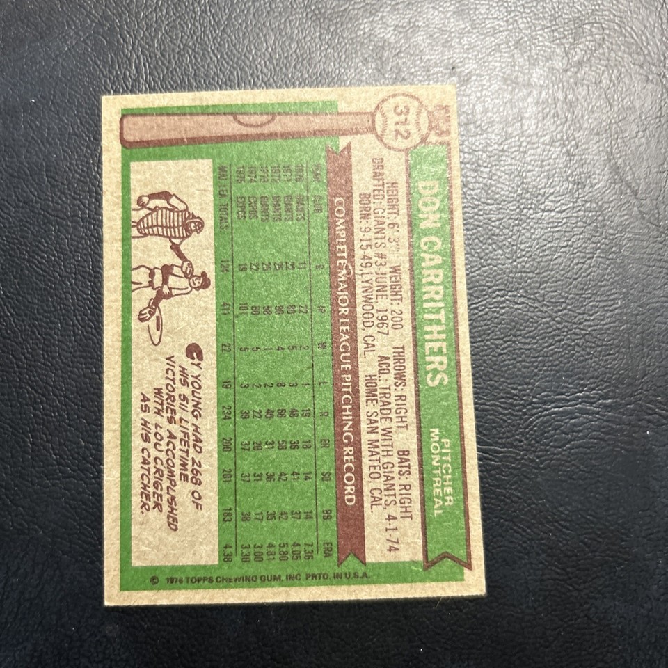 #312 Don Carrithers Montreal expos 1976 Topps Cb7-4 | eBay