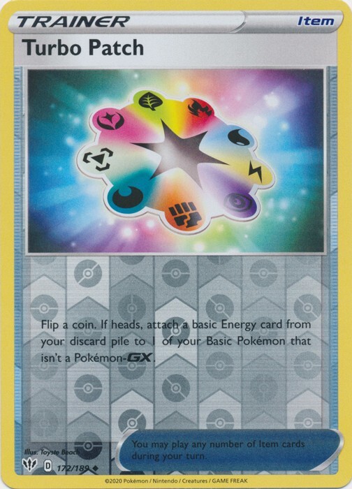 Reverse Holo Turbo Patch Uncommon 172/189 Darkness Ablaze Pokemon TCG ...