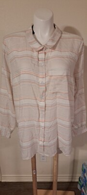 William Rast Striped Long Sleeve Button Down Shirt Sz3X Lightweight NWT ...
