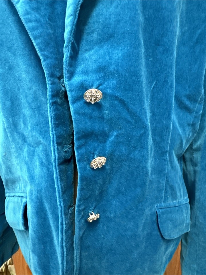 George Blue Triple Button Women’s Blazer Size 16 Velvet Fall Winter ...