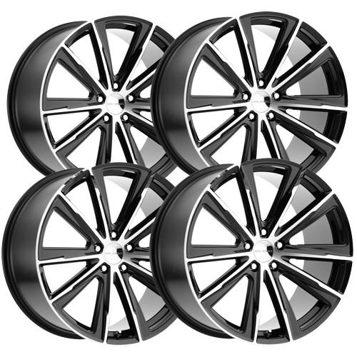 (Set-4) Vision 471 Splinter 22x9 5x115 +38mm Black/Machined Wheels Rims ...