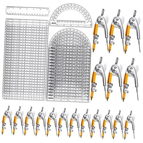 Pcs Geometry Math Set Geometry Compass Protractor with Pencil and ...