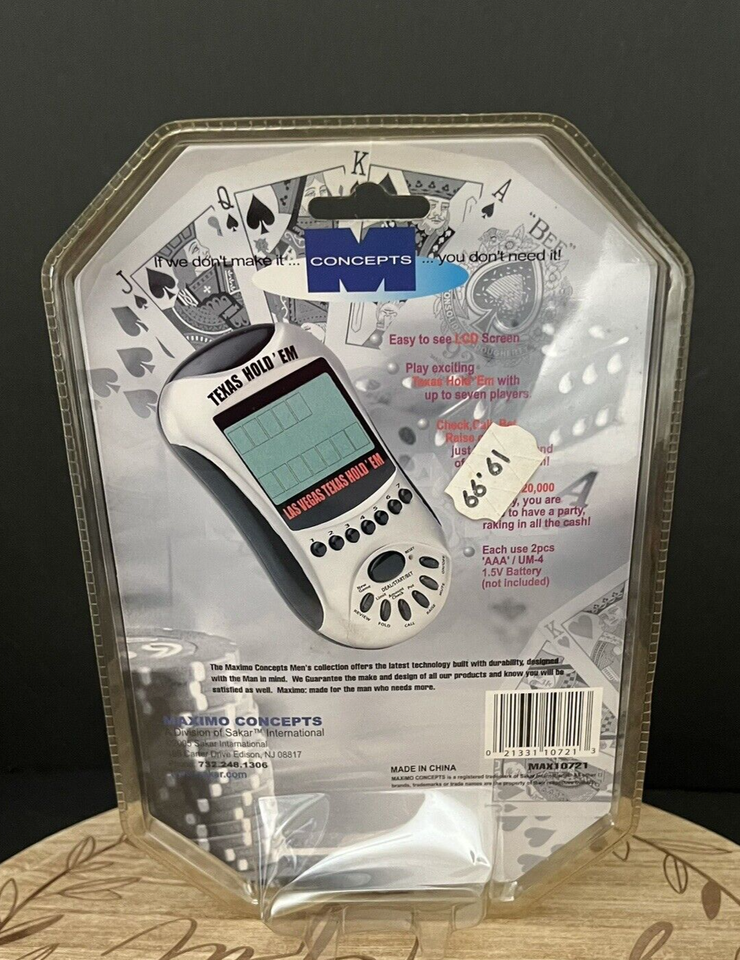 Las Vegas Texas Hold 'EM Maximo Handheld Electronic Video Poker Game 7 ...