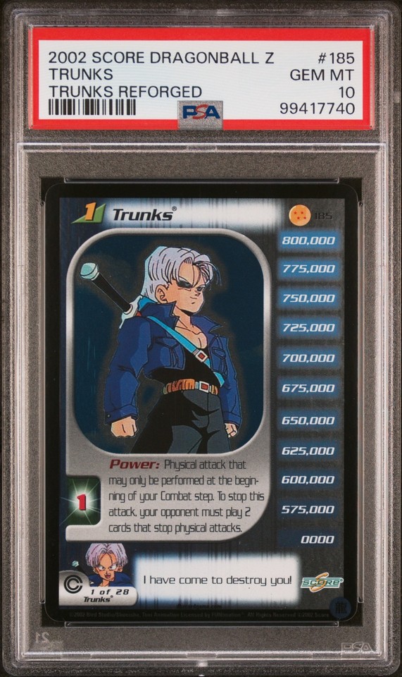 PSA 10 DRAGON BALL Z SCORE LIMITED FOIL TRUNKS #185 TRUNKS REFORGED ...
