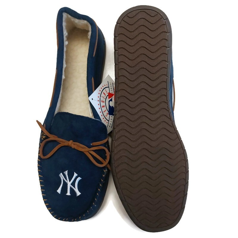 FOCO New York Yankees Moccasin Rubber Sole Slippers Mens (13-14) Indoor ...