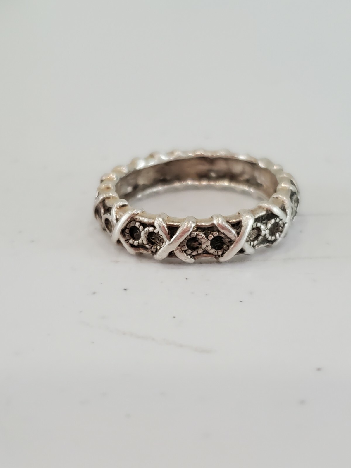 Vintage Sterling XOXO Eternity Band Ring Size 8 Jewel… - Gem