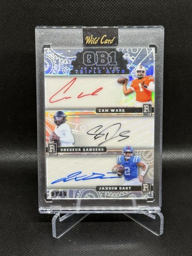 2024 Wild Card QB1 Cam Ward Shedeur Sanders Jaxson Dart Triple Auto #1/ ...