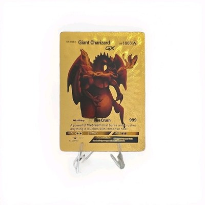 Pokémon Giant Charizard GX 1000hp Gold Foil Fan Art Collector Card TCG ...