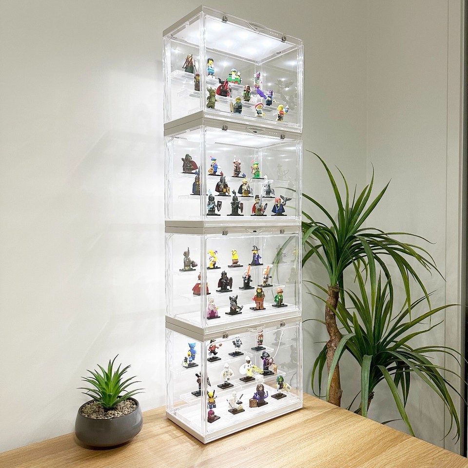 Display Case for LEGO Minifigure - Acrylic Clear Box LED Lights ...