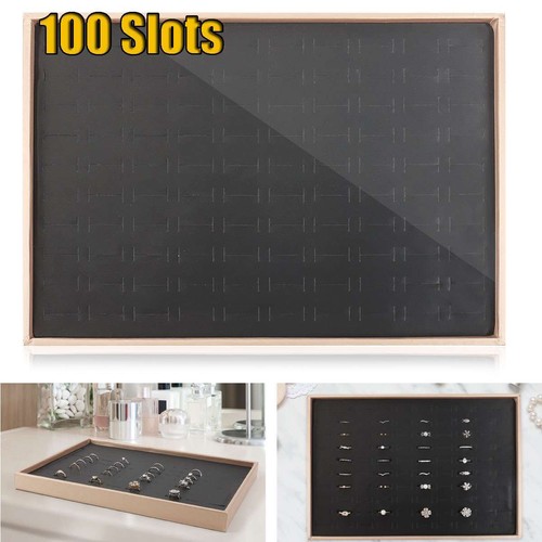 100 Slots Jewelry Ring Display Organizer Tray Holder Earrings Storage ...