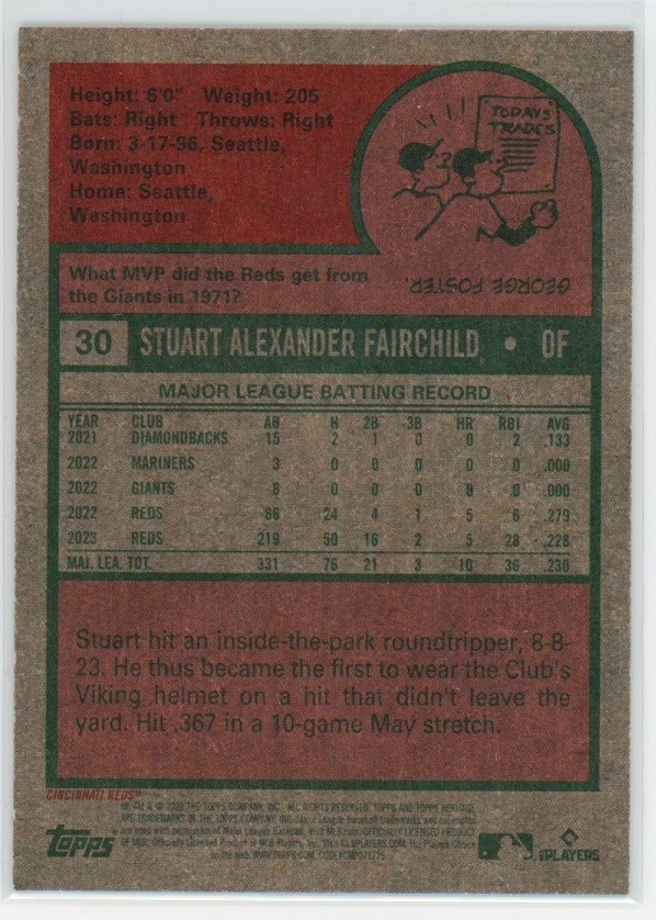 2024 Topps Heritage Baseball Stuart Fairchild SP #30 | eBay