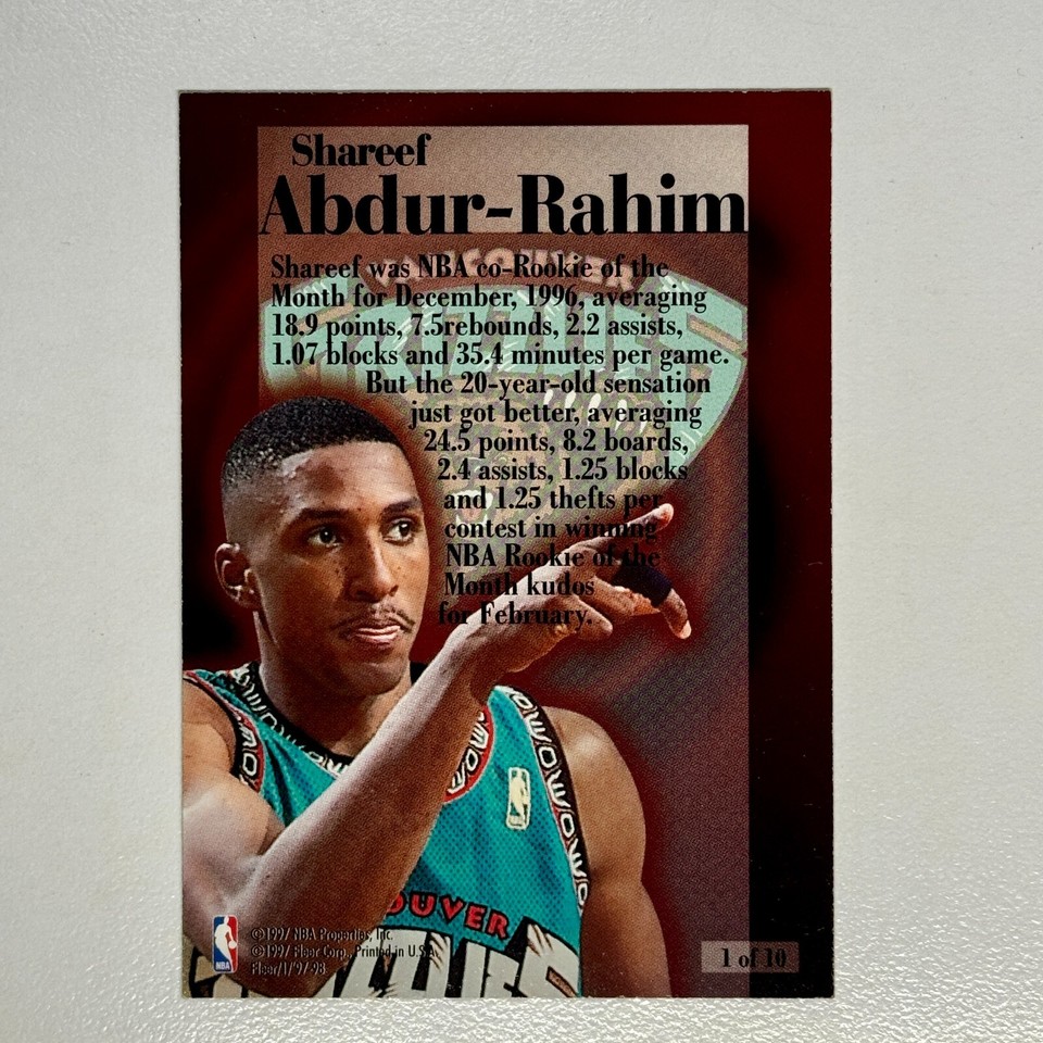 1997-98 Fleer #1 Shareef Abdur-Rahim Rookie Rewind | eBay