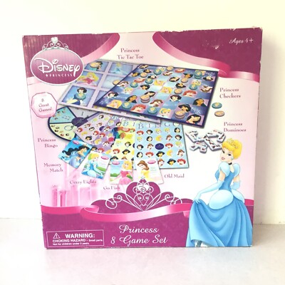 Disney Princess 8 Game Set Go Fish Bingo Crazy Eights Old Maid Checkers ...