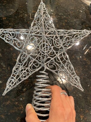 Star Tree Topper - Silver and Glitter- Filigree Wire Christmas | eBay