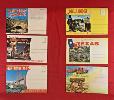 Vintage Fold Out Postcard Lot of six - TX, AZ, OK, CA & NM | eBay