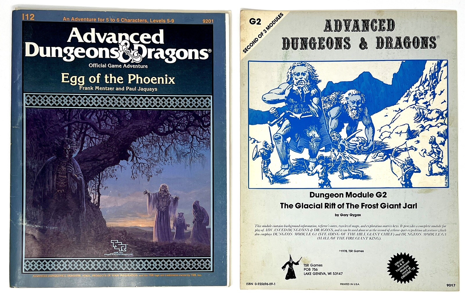 TSR - Advanced D&D Lot of 2 Modules - G2 #9017 & I12 #9201 (1978&87 ...
