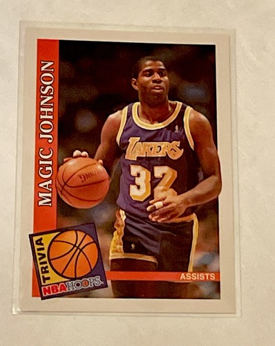 Magic Johnson 1990 NBA Hoops #482 Los Angeles Lakers Assists Trivia ...