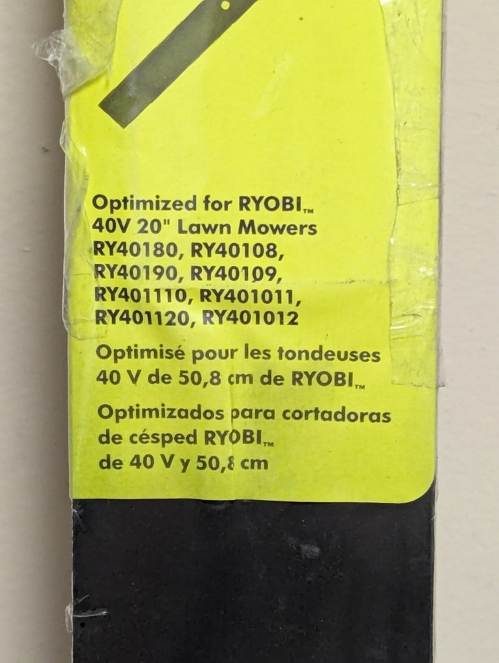 Genuine RYOBI 20 Inch Replacement Mower Blade 40 Volt Ry401011 Ry401012 ...