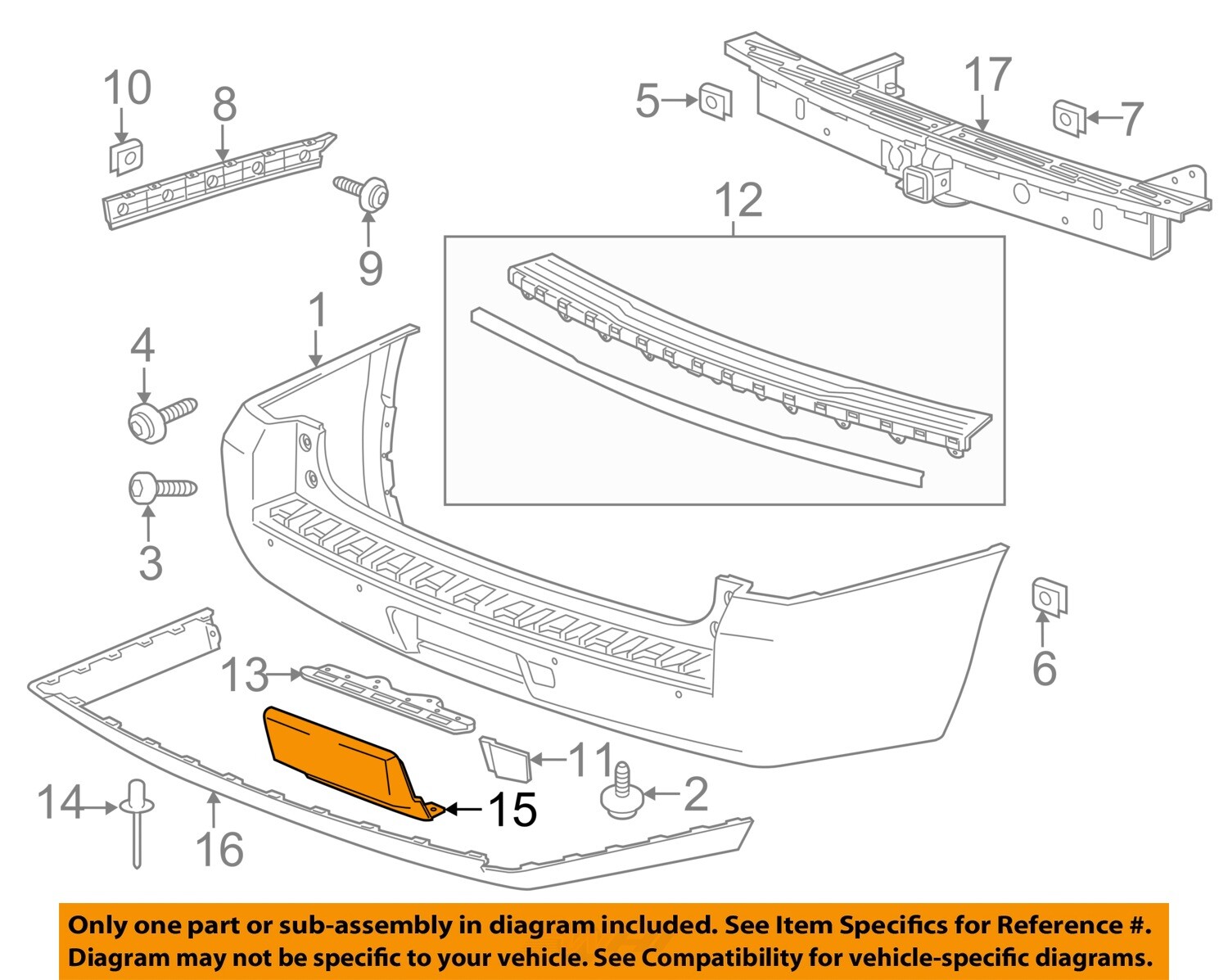 GM OEM 15-20 Yukon XL,Yukon Rear Bumper Bumper Components-Access Cover ...