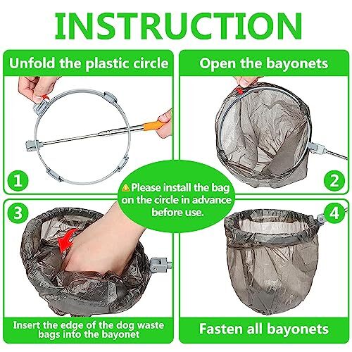 Dog Poop Catcher with 120 Bags - 52" Extendable Handle, No Cleaning ...