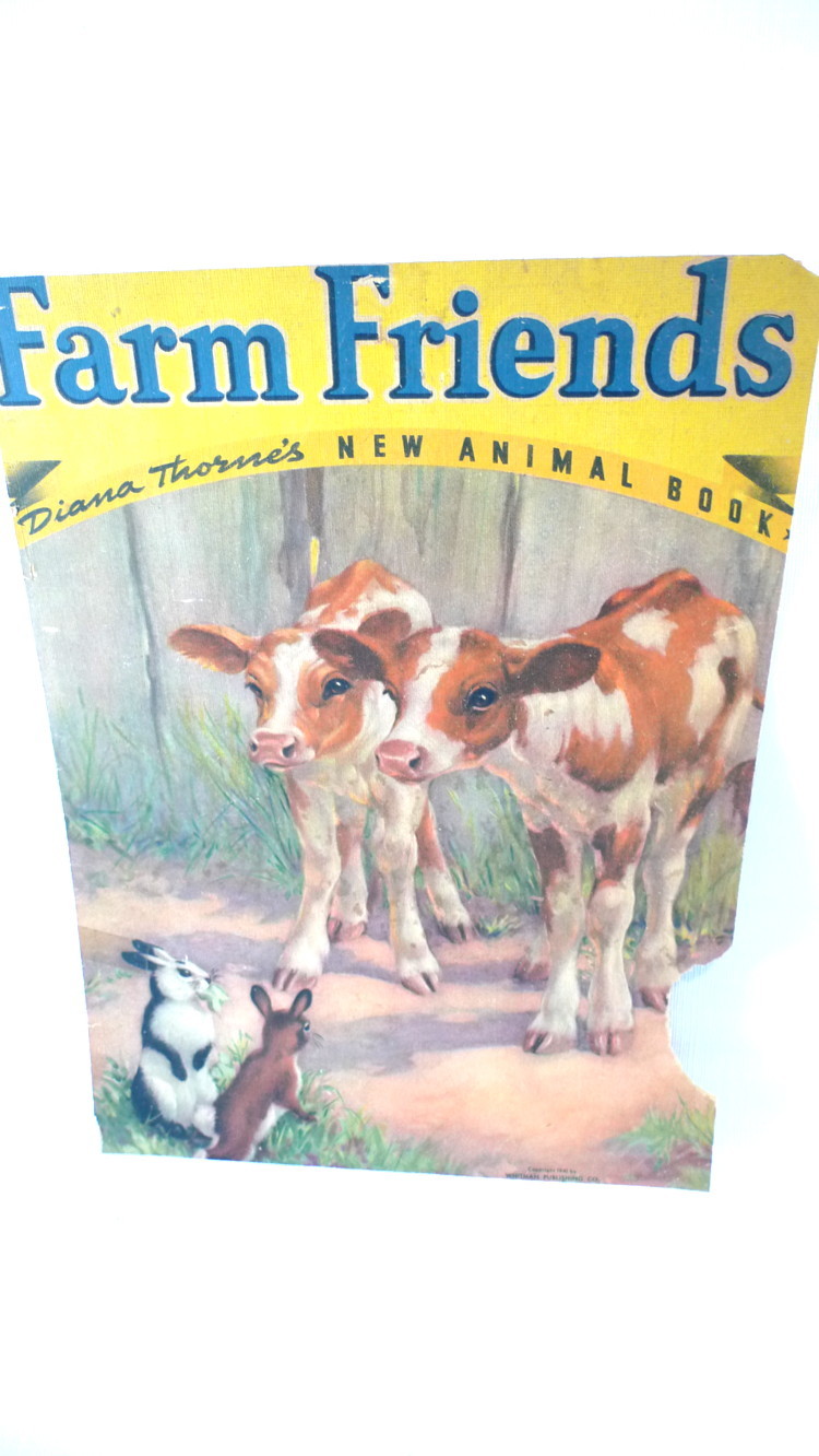 3 Vintage COLOR ILLUSTRATIONS Farm Friends Book 1941 Whitman Publishing ...