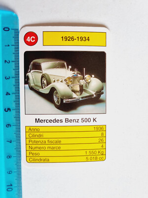 Mercedes Benz 500 K Card Rare Cards from Game Auto D'Epoca Original New ...