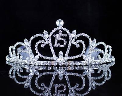 QUINCEANERA 15 FIFTEEN RHIESTONE TIARA CROWN W/ HAIR COMBS BIRTHDAY ...