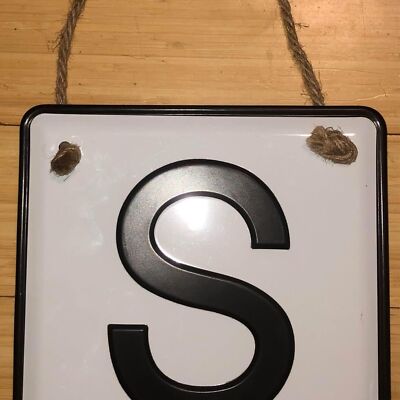 Hanging Metal Monogram Letter "S" Sign 8in x 8in NEW | eBay