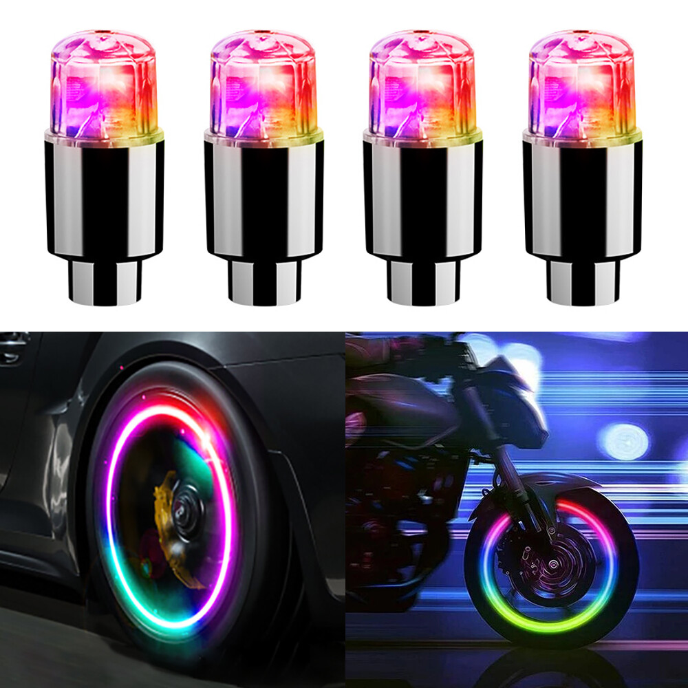 24Pcs LED Wheel Tire Air Valve Stem Caps Neon Light For Motor Bike Car ...