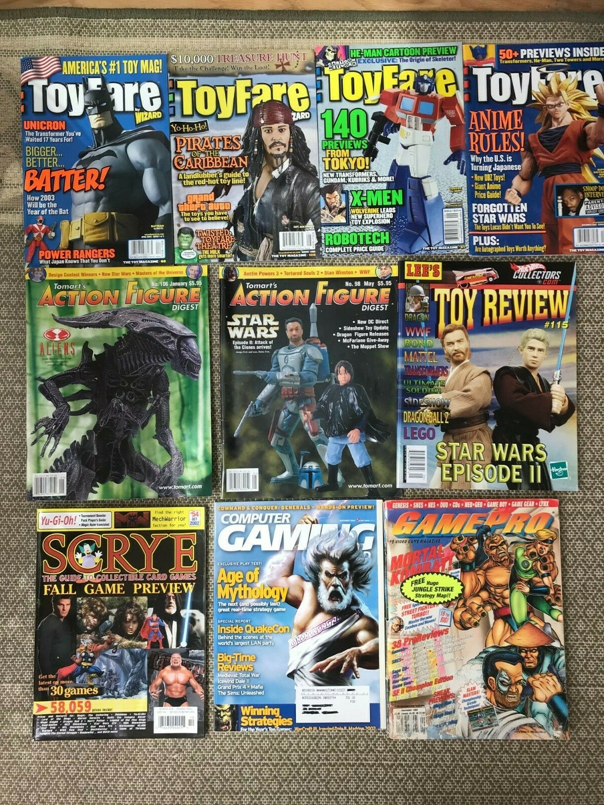 LOT OF 10 VINTAGE GAMING MAGS, ACTION FIGURE, TOY FARE & TOY REVIEW ...
