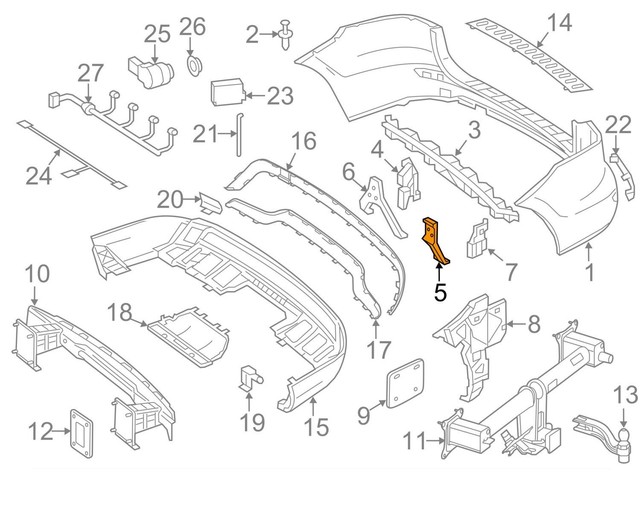 Mercedes-Benz Ml W166 Rear Bumper Left Bracket A1668850140 Genuine for ...