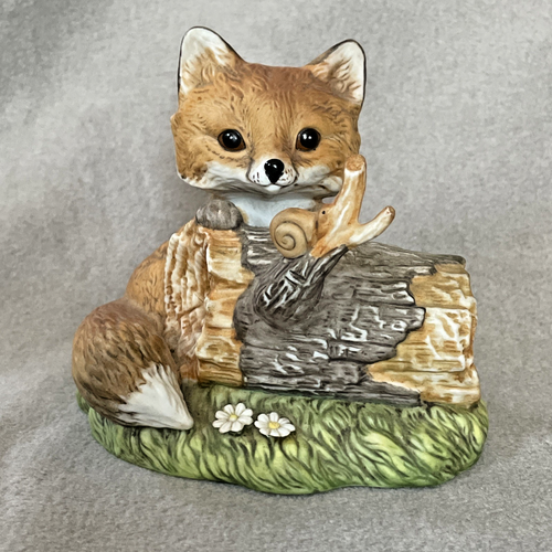 Vintage 1986 Homco Fox And Snail Figurine Masterpiece Porcelain ...