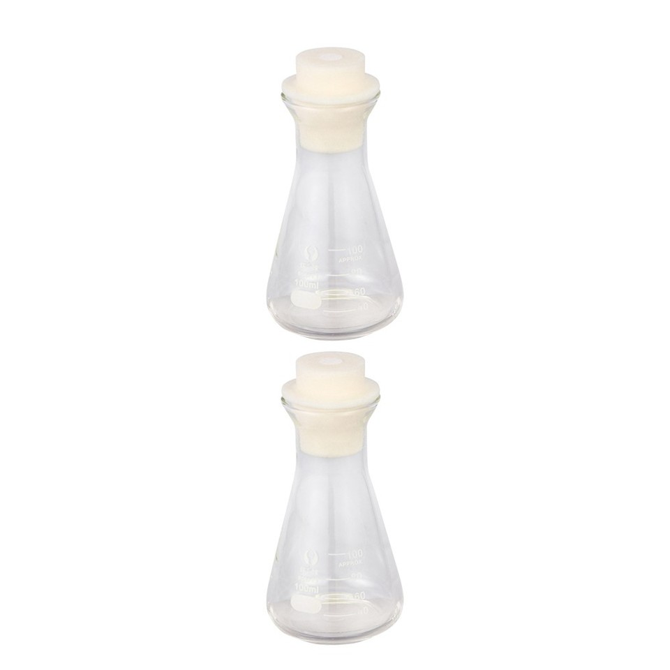 2Pcs Conical Flasks with Cork Laboratory Flask Student Experiment ...