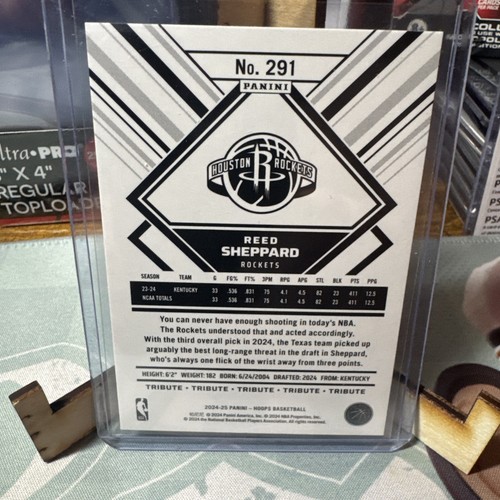 2024-25 Panini NBA Hoops #291 Reed Sheppard Tribute Rookie (RC) Houston ...