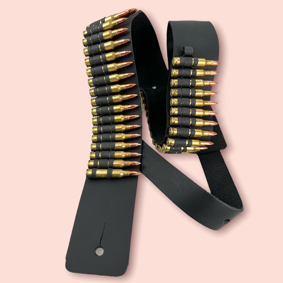 Brass Bullet 50 Link Brass Guitar Strap Genuine Leather Punk Rock ...