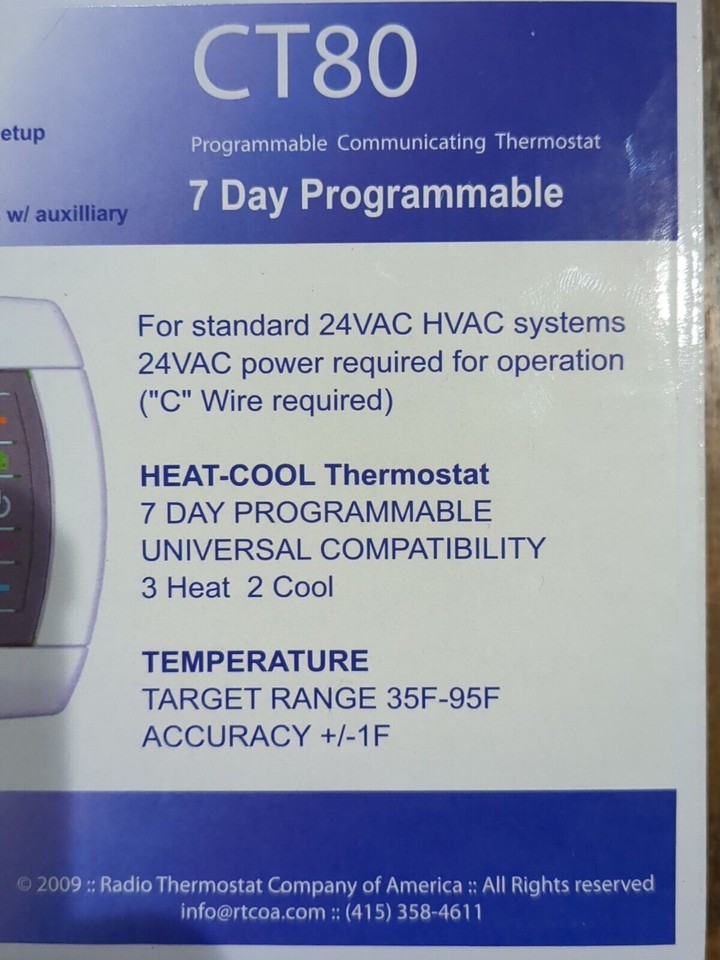 Radio Thermostat CT80 7 Day Programmable Communicating Thermostat ...