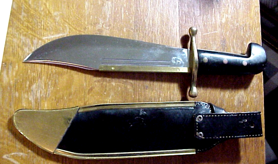 Case U.S.A. XX 1386 LARGE BOWIE KNIFE in Brass Trimmed Leather SCABBARD ...
