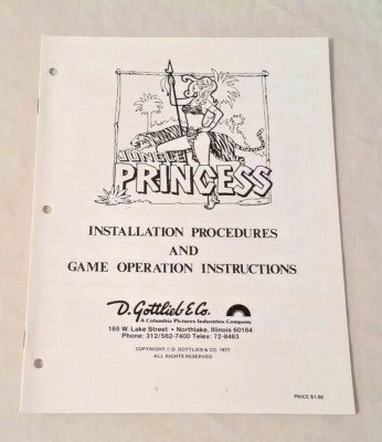 Gottlieb Jungle Princess Pinball Machine Original Manual NOS! Free ...