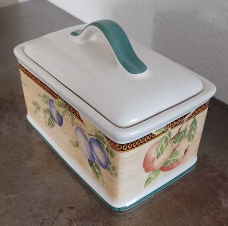 Jay Import Company Rectangle Shaped Ceramic Canister With Fruit | eBay