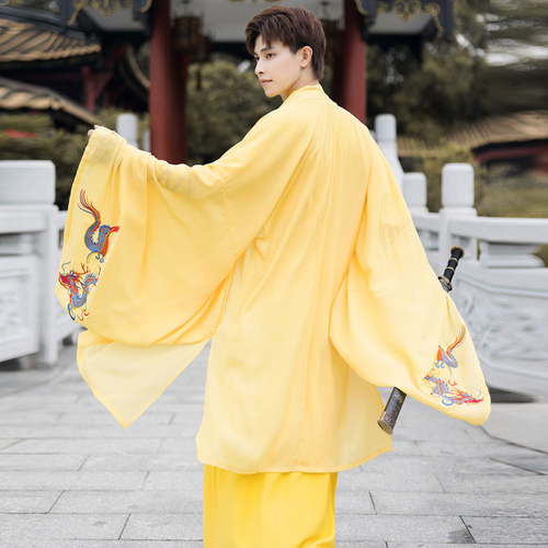Yellow Dragon Robe Three Piece Set for Men Chinese Fashion Ancient ...