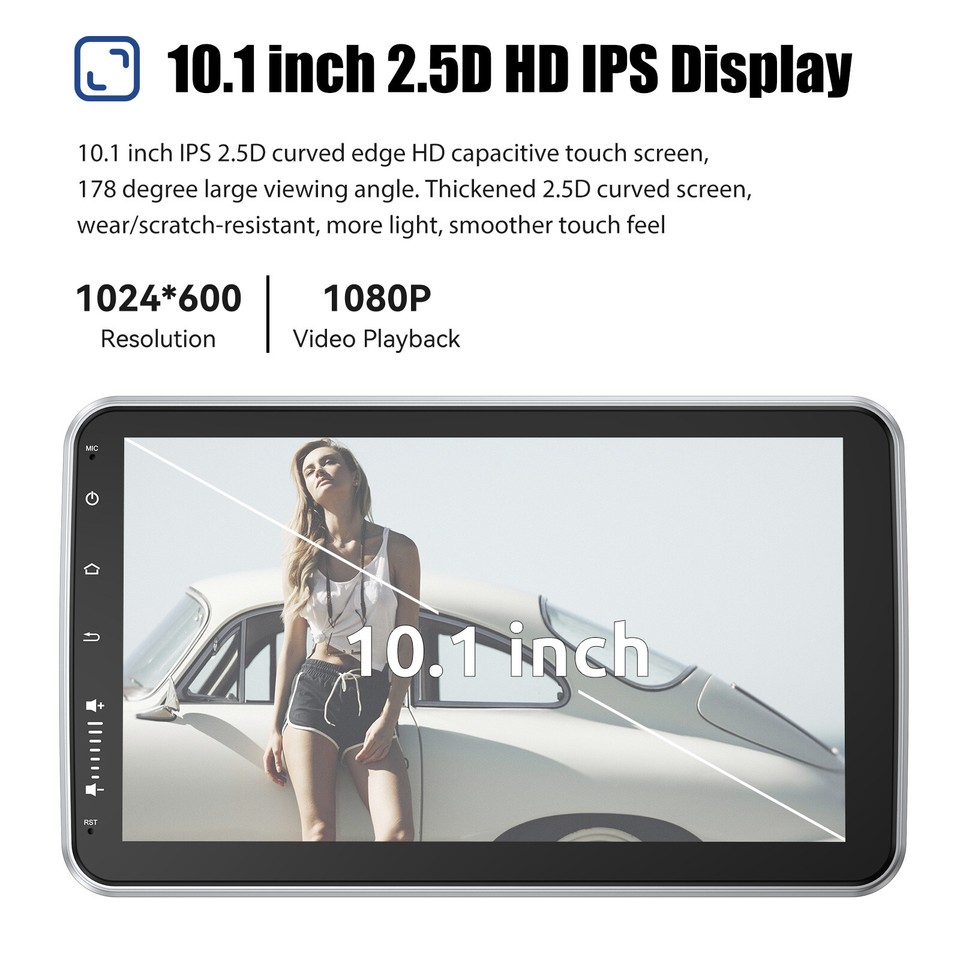 10.1 Single 1 DIN Rotatable Android 13 Car Stereo Radio Touch Screen ...