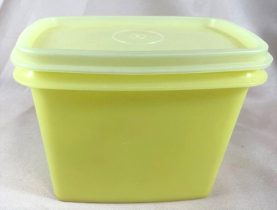 Tupperware Yellow Shelf Saver Storage Containers 1243-1 W Sheer Lid ...